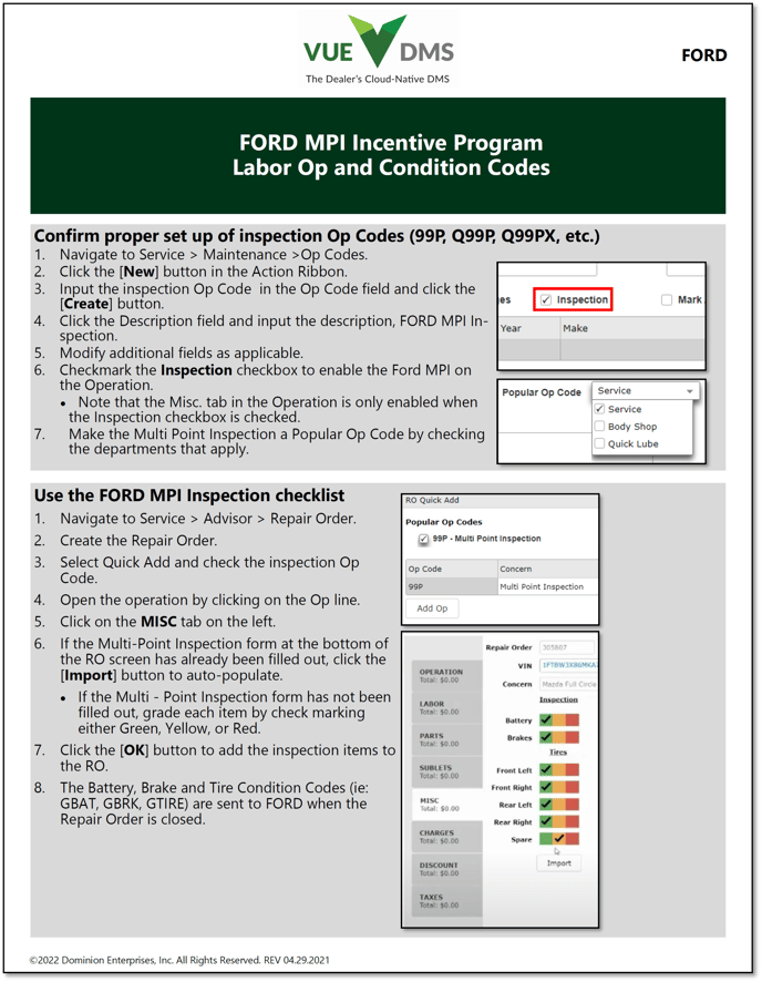Ford MPI Incentive Program